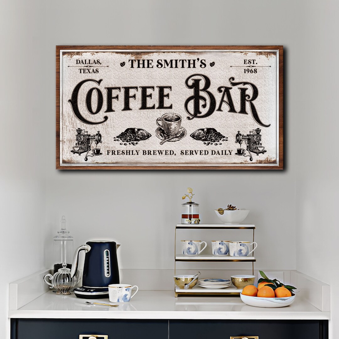 Custom Coffee Bar | Kitchen Coffee Sign | Coffee Bar Decor Wall Decor ...