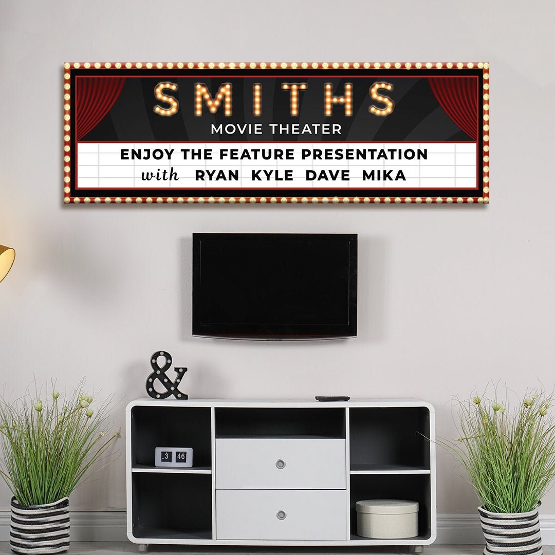 Movie Room Sign Modern Farmhouse Wall Decor Custom Name Sign - Etsy
