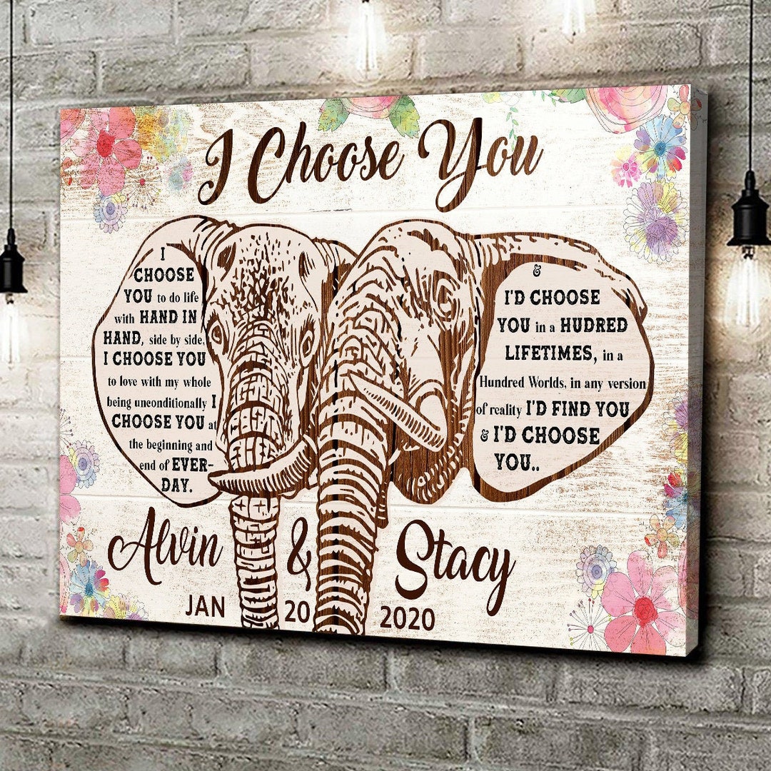 Personalized Name Sign | I Choose You Couple Sign | Elephant Artwork ...