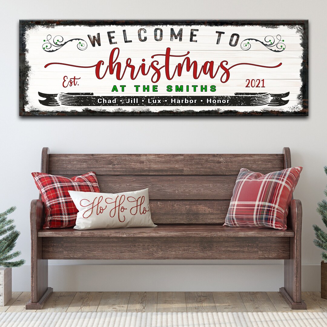 Christmas Sign, Personalized Christmas Name Sign Wall Décor, Custom ...