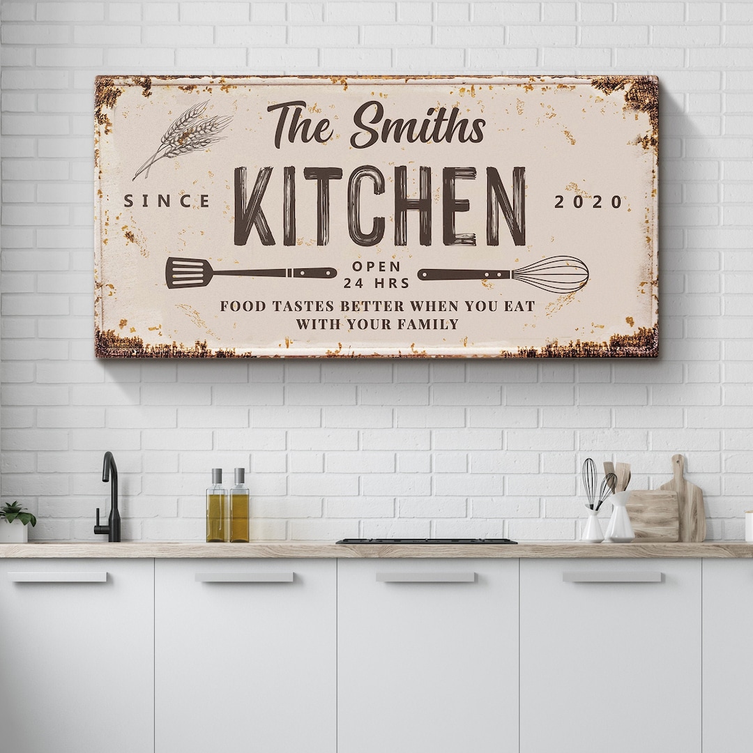 Custom Kitchen Signs Personalized Kitchen Family Sign Gift for Mom ...
