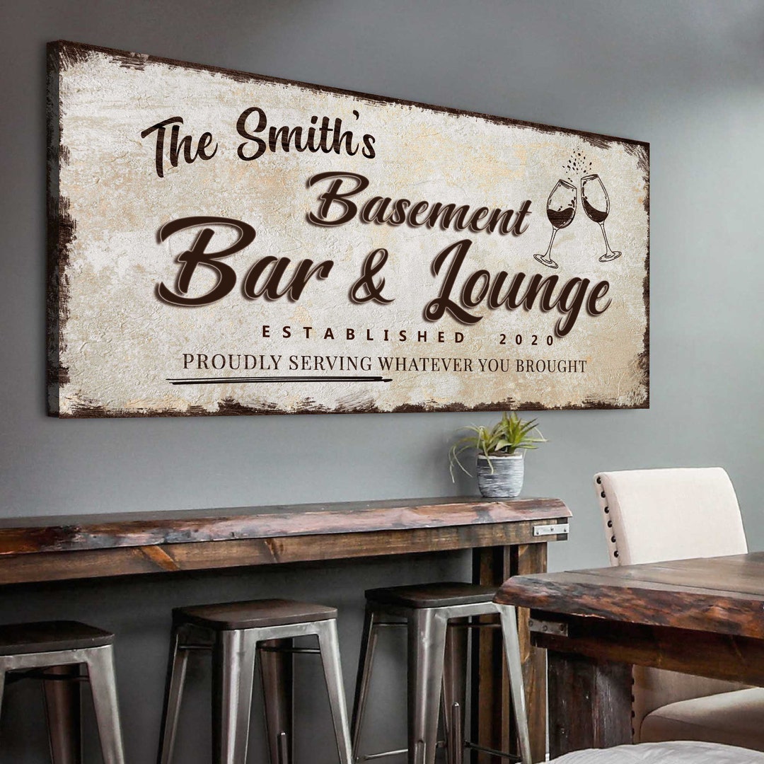 Basement Bar Sign | Personalized Bar and Lounge Sign | Family Last Name ...