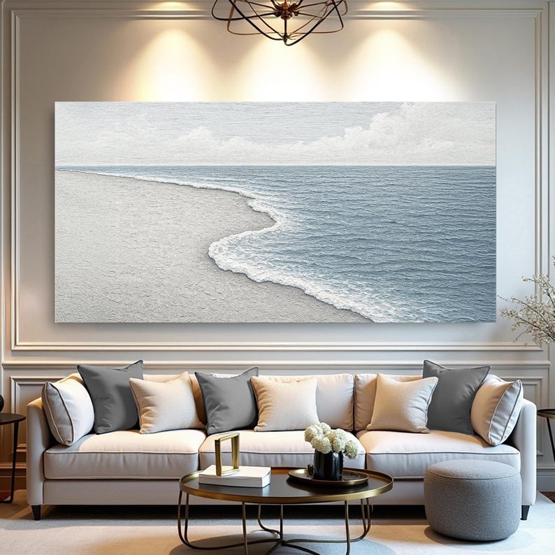 Abstract Beach Shore Wall Art | Ocean Wave Coastal Wall Art | Modern ...