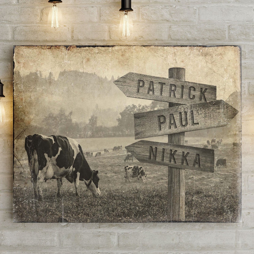 Holstein Cow Cattle Ranch Sign | Holstein Cow Decor | Family Name Ranch ...