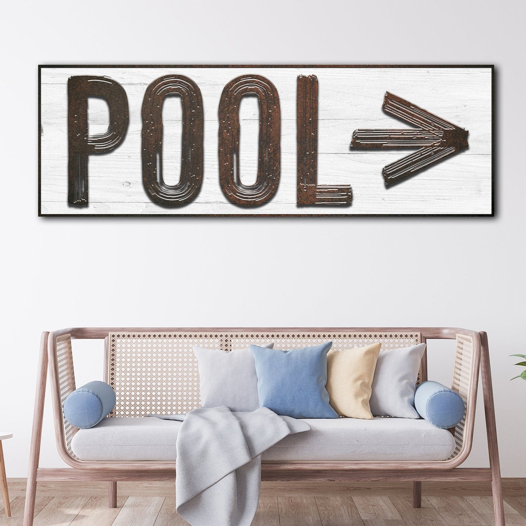 Pool Arrow Sign | Pool Direction Sign | Canvas Pool Sign | Living Room ...