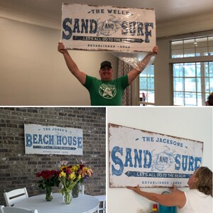 Sand & Surf Sign Seaside Lover Gift Family Beach Sign Rustic - Etsy