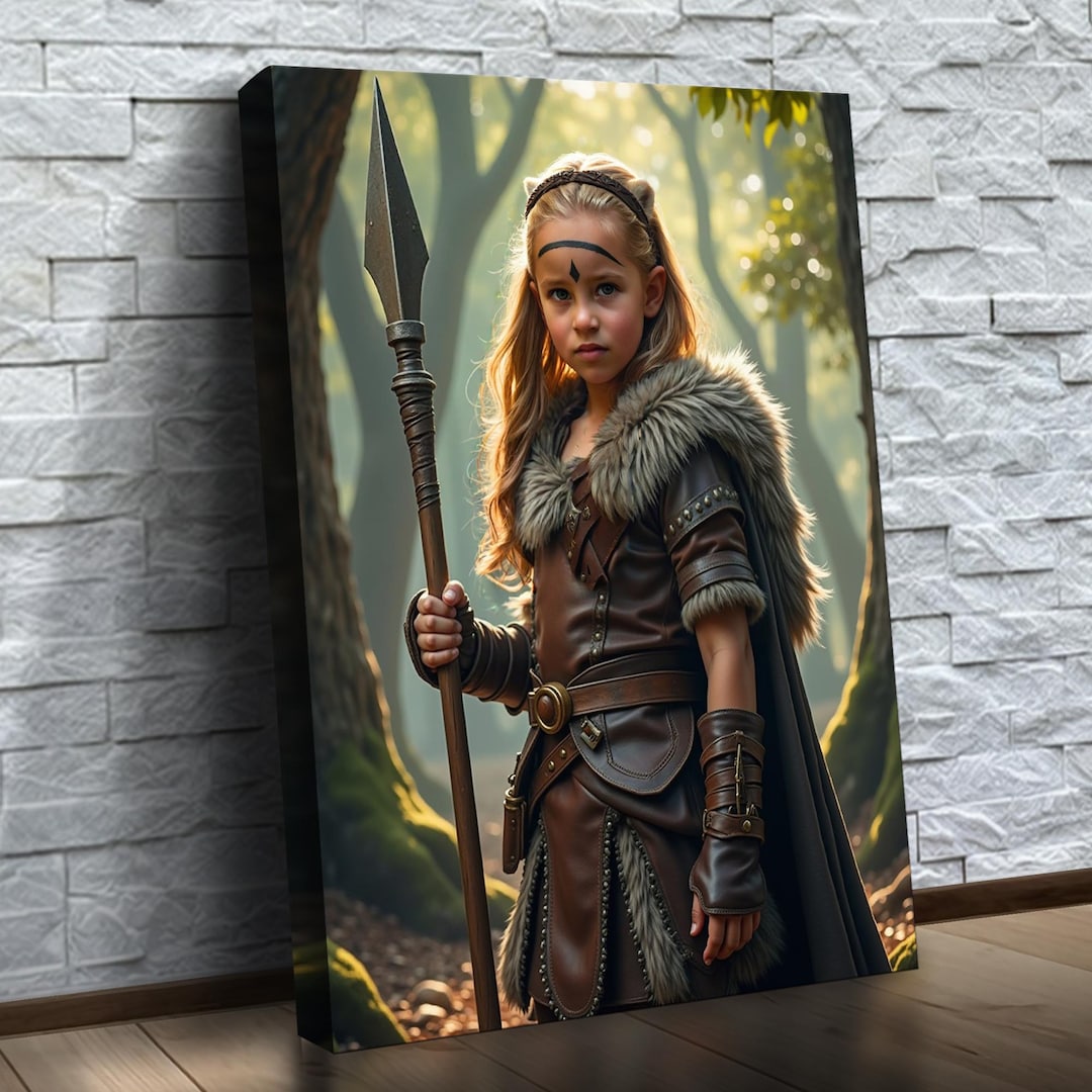 The Barbarian Huntress Canvas Art | Barbarian Portrait Form Photo ...