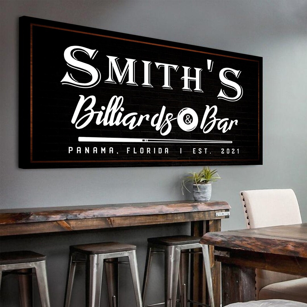Billiards Sign | Billiards Gifts Pool Table Sign | Bar Pool Room Decor ...