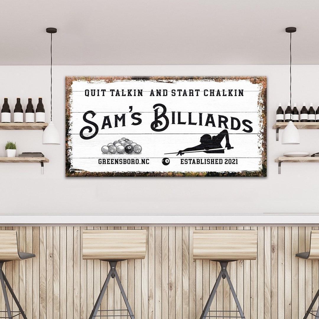 Billiards Sign | Custom Billiard Wall Décor | Custom Name Billiard Room ...