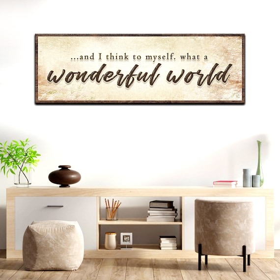 What A Wonderful World Sign Inspirational Farmhouse Wall Décor | Etsy