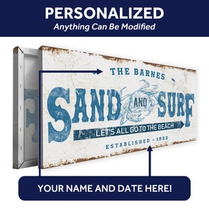 Sand and Surf Sign | Beach House Wall Decor | Beach House Sign ...