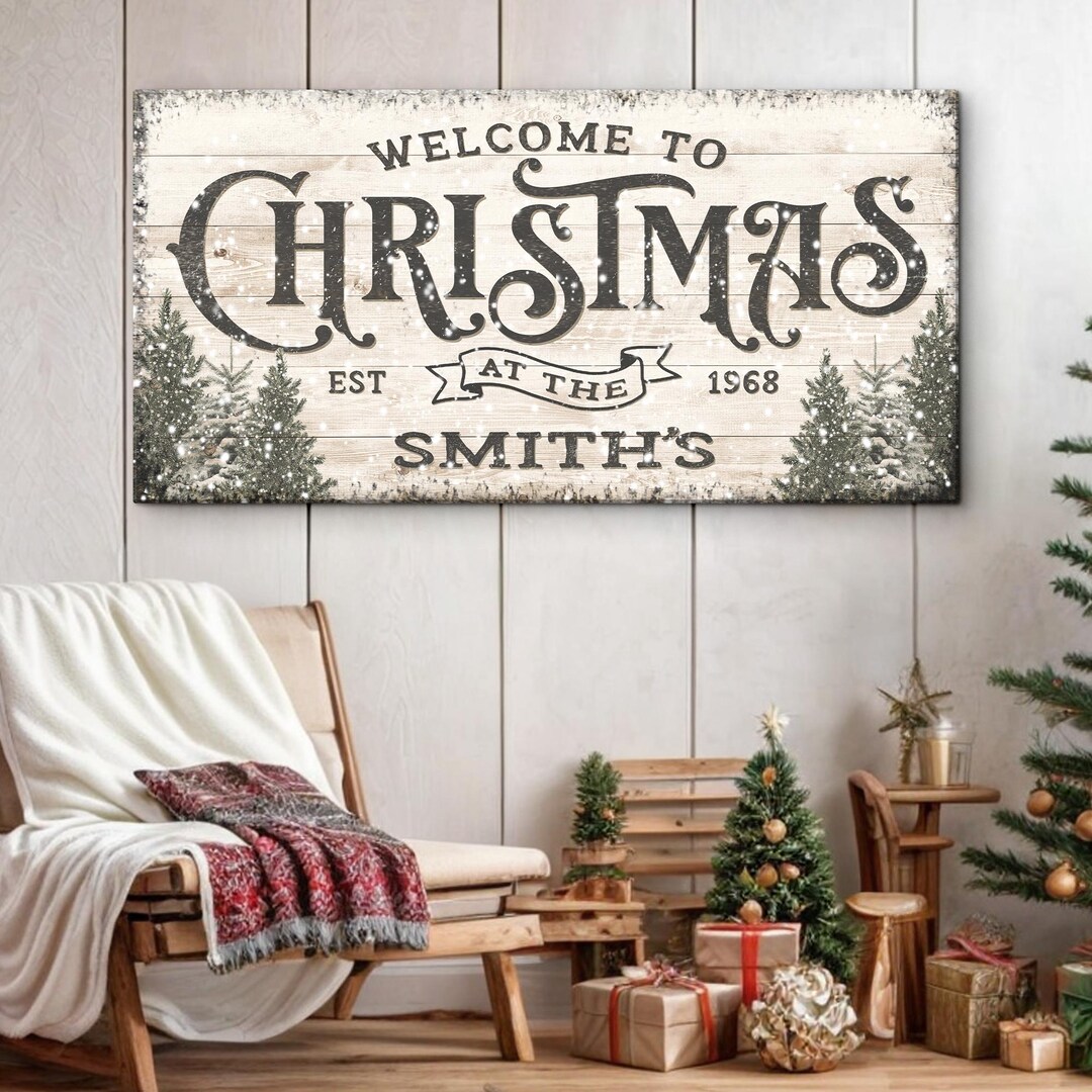 Personalized Rustic Christmas Sign | Welcome to Christmas Sign | Rustic ...