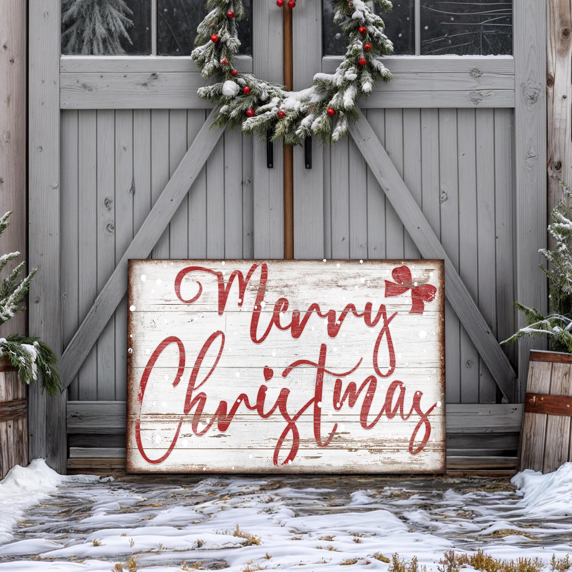 Farmhouse Merry Christmas Sign | Vintage Holiday Gift Wall Art | Rustic ...