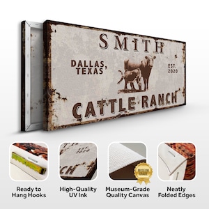 Cattle Ranch Sign | Cow Decor Farm Sign | Personalized Ranch Wall Decor ...