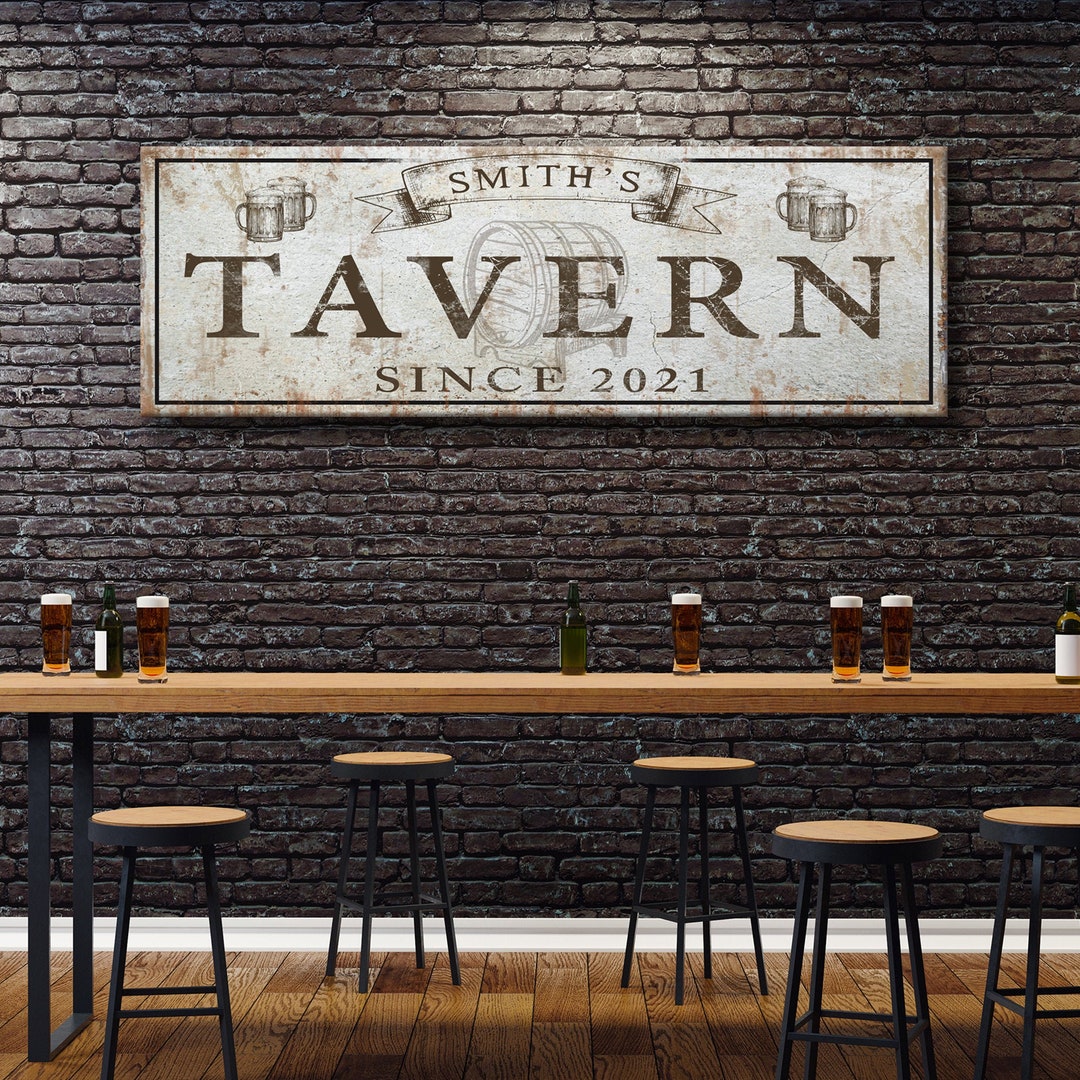 Tavern Sign | Custom Tavern Sign Home Bar Wall Art | Tavern Home Bar ...