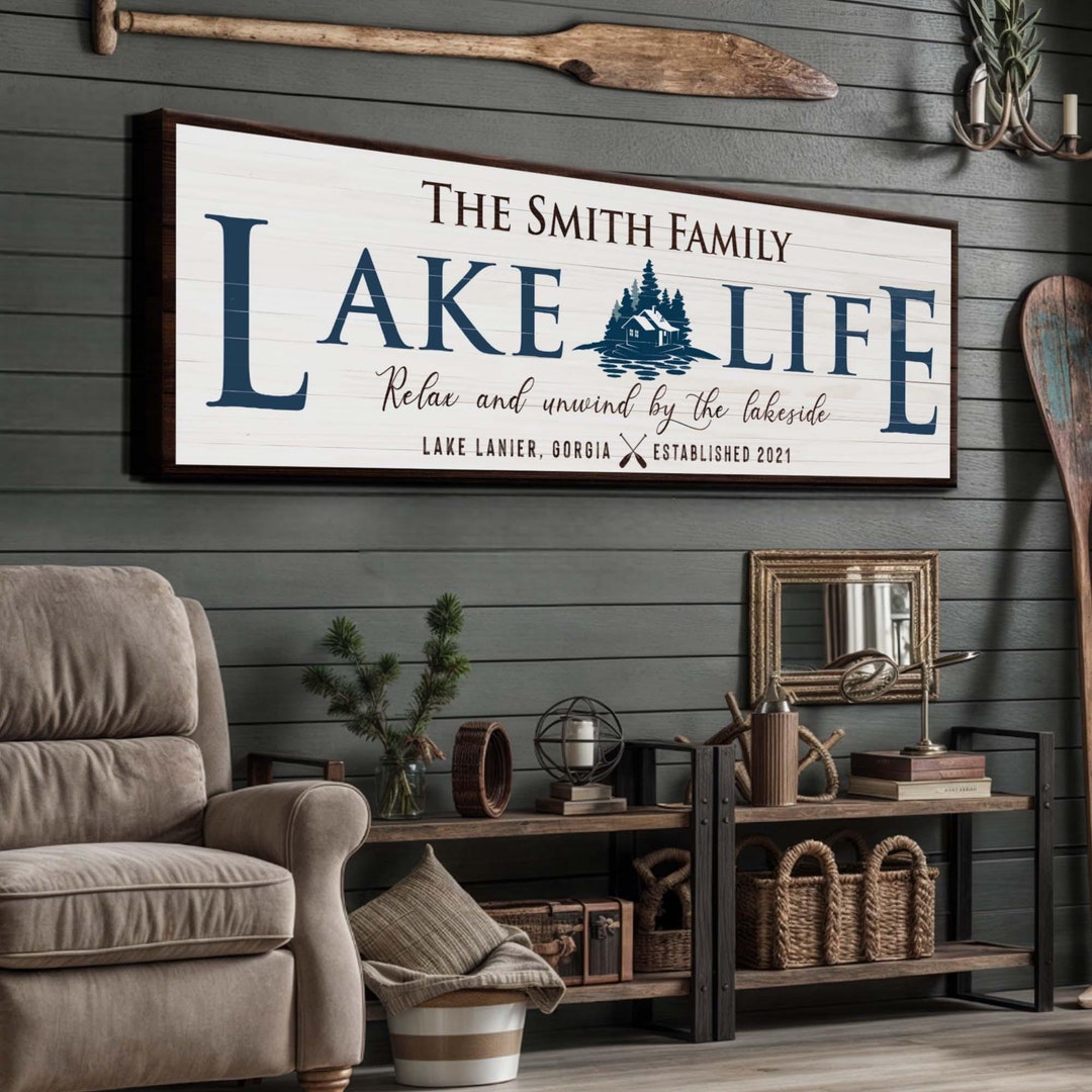 Lakehouse Canvas Decor | Rustic Lake House Wall Decor | Personalized ...