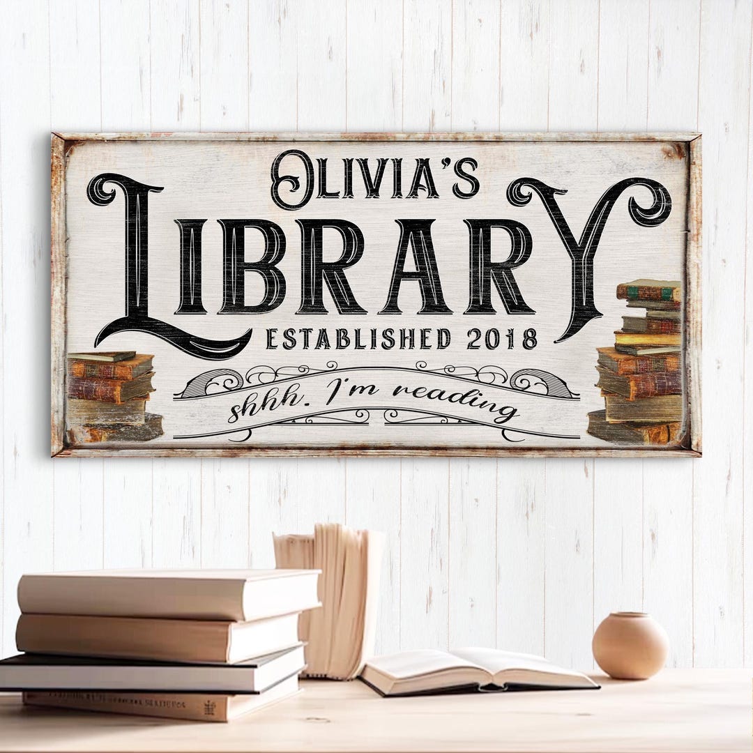 Custom Library Sign | Reading Corner Sign Decor | Bookshelf Sign ...