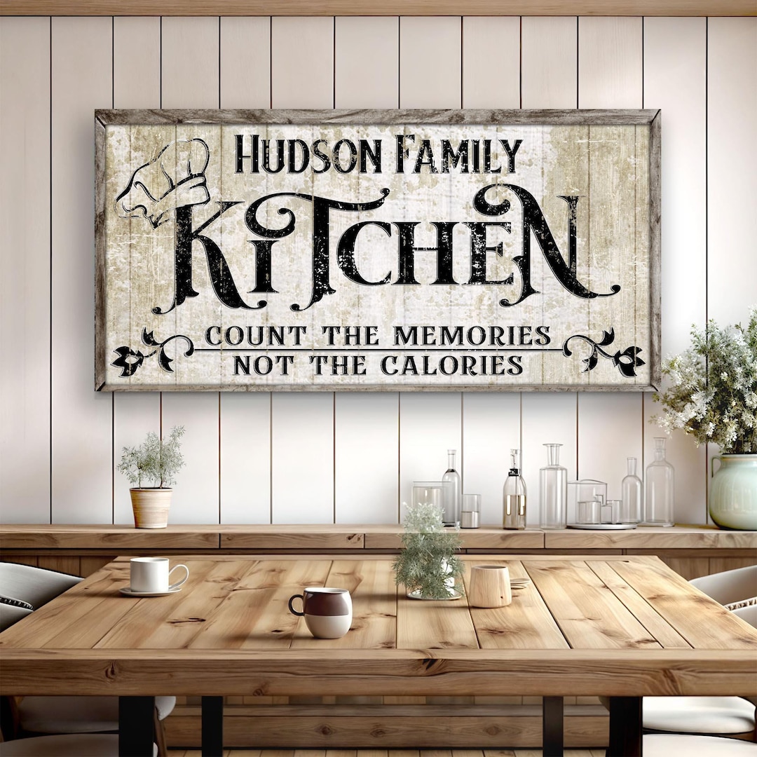 Farmhouse Kitchen Sign | Custom Kitchen Sign Wall Decor | Dining Wall Decor | Custom Family Name ...