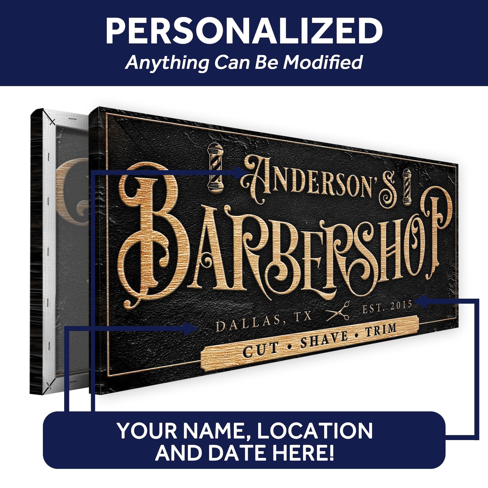 Personalized Barbershop Sign | Vintage Barber Wall Art | Custom Shop ...