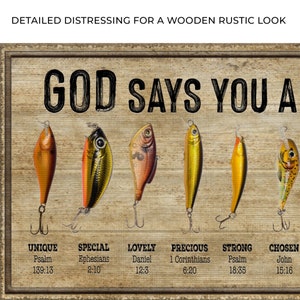 Fishing Sign | God Says You Are Fishing Lure Print | Christian Wall Art ...