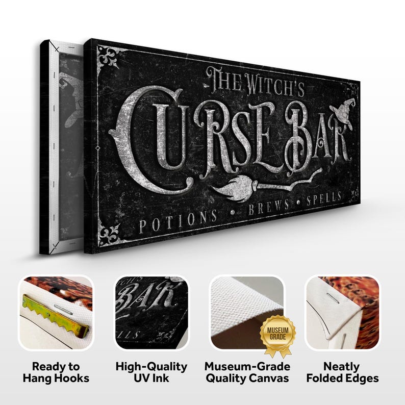 Halloween Decor | Curse Bar Canvas Sign | Spooky Halloween Sign ...