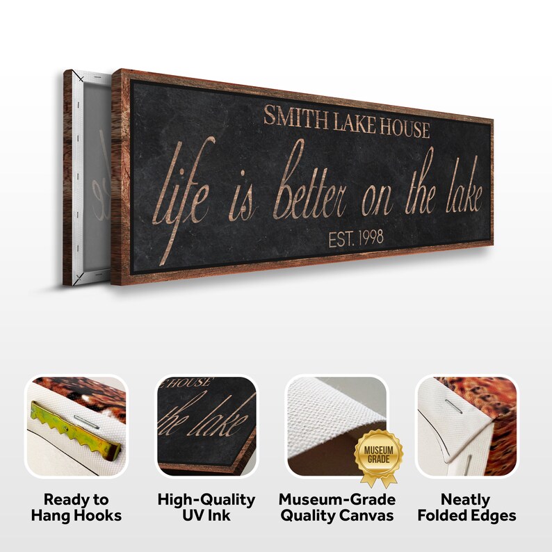 Family Lake House Sign | Personalized Lake Farmhouse Home Decor | Lake ...