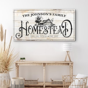 Custom Homestead Sign Decor | Rustic Farmhouse Canvas Sign | Family ...