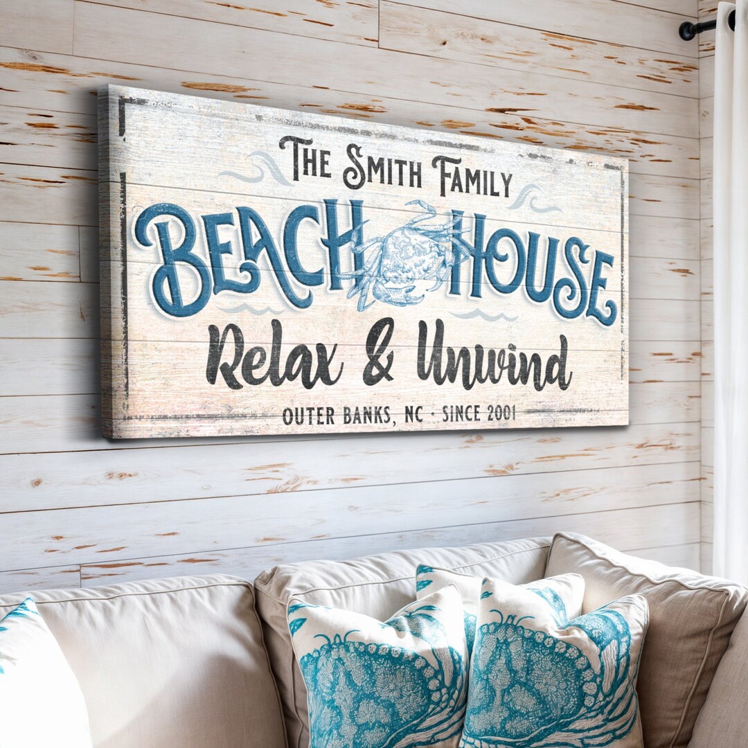 Personalized Modern Beach House Decor | Custom Beach House Sign ...