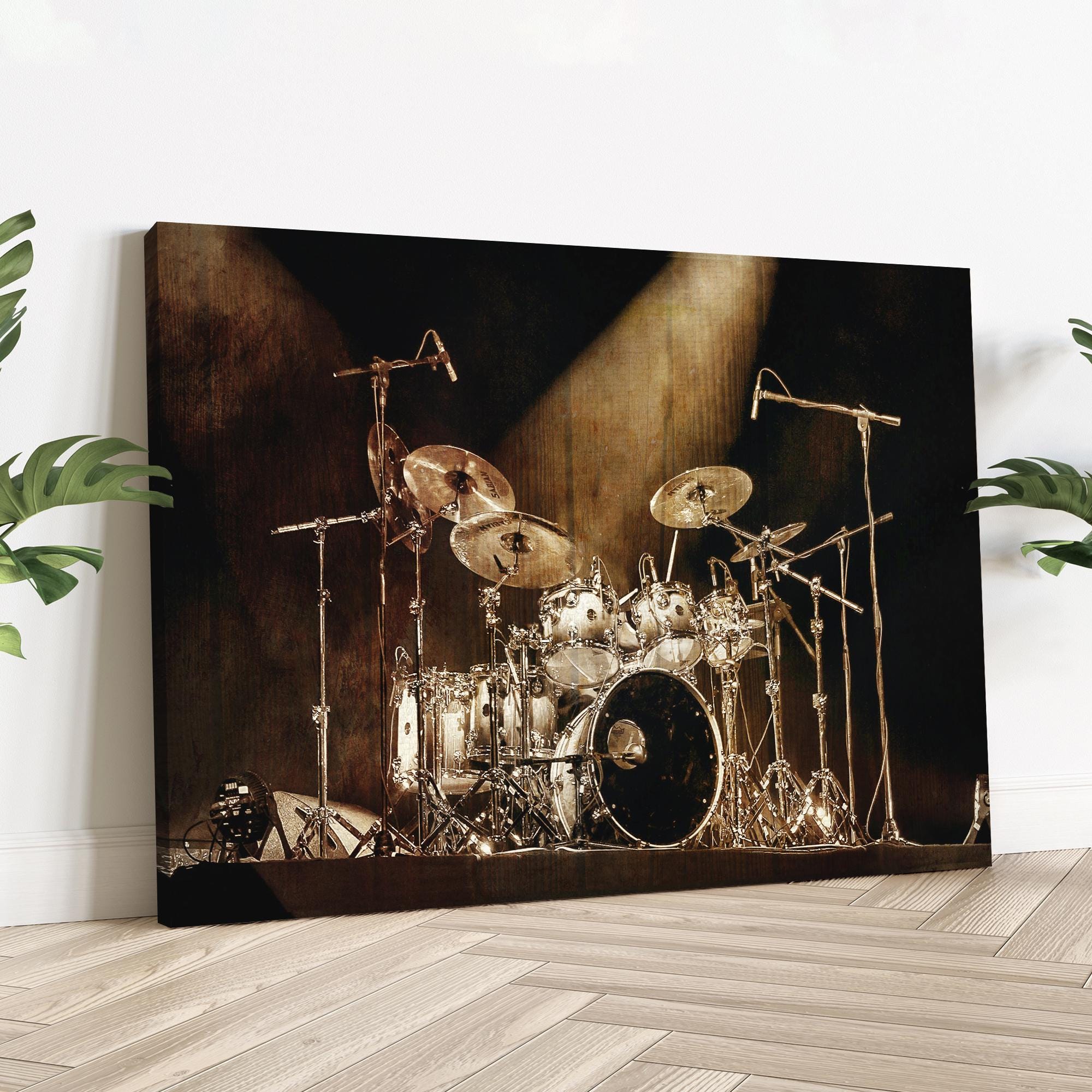 Drums Rustic Canvas Wall Art | Drum Set Wall Art Canvas | Music Studio ...