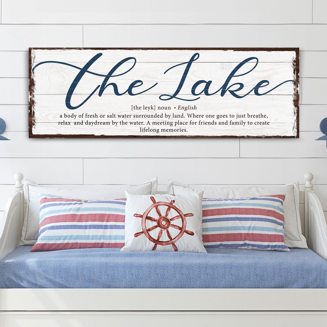 The Definition of Lake Sign | Lake Definition Wall Art | Rustic Lake ...