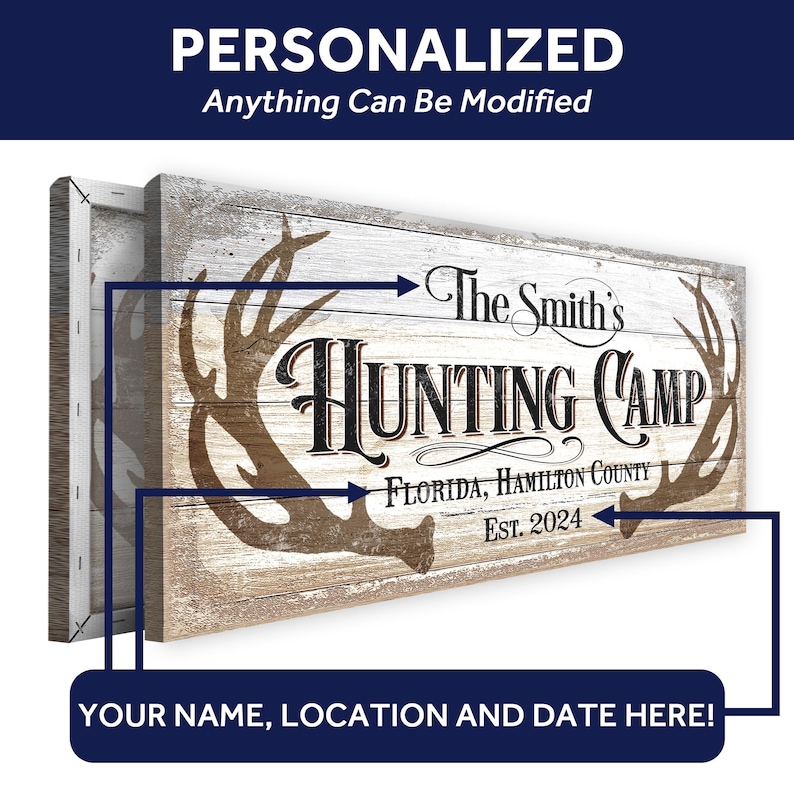 Hunting Camp Sign Decor | Hunting Sign Wall Art | Custom Hunting Sign ...