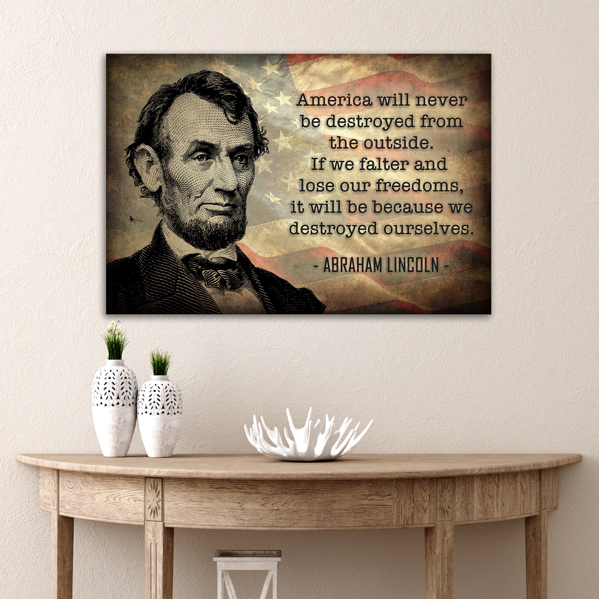 Inspirational Quote Signs | Abraham Lincoln Quotes Living Room Sign ...