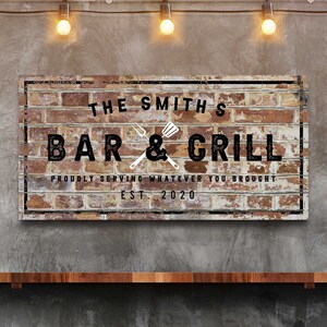 Basement Bar Sign | Custom Bar Sign Kitchen Decor | Rustic Bar Wall Art ...