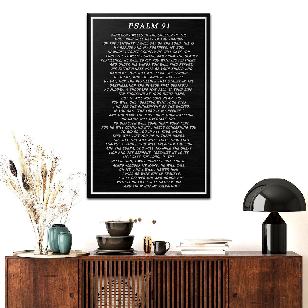 Psalm 91 Wall Art | Religious Sign Scripture Wall Art | Bible Verse Art ...