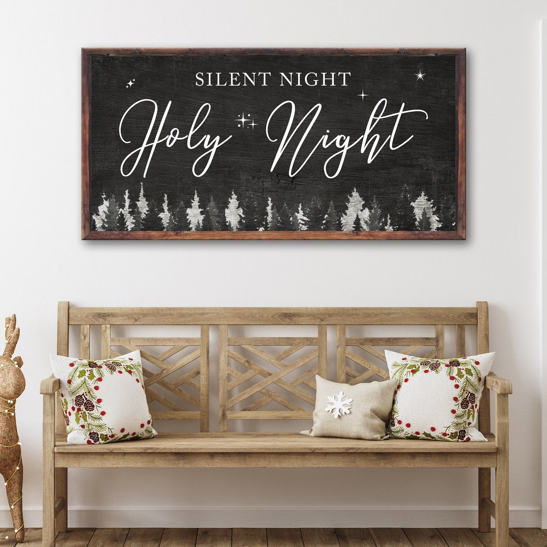 Silent Night Christmas Sign | Holy Night Christmas Canvas | Christmas ...