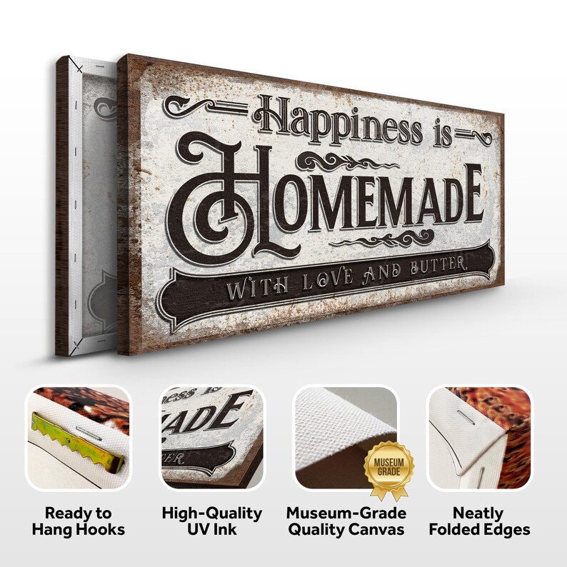 Happiness is Homemade Sign | Farmhouse Kitchen Decor | Happiness Signs ...