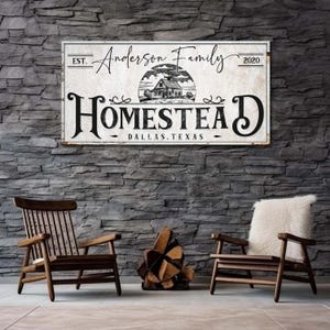 Personalized Homestead Sign | Rustic Farmhouse Canvas Sign | Family ...