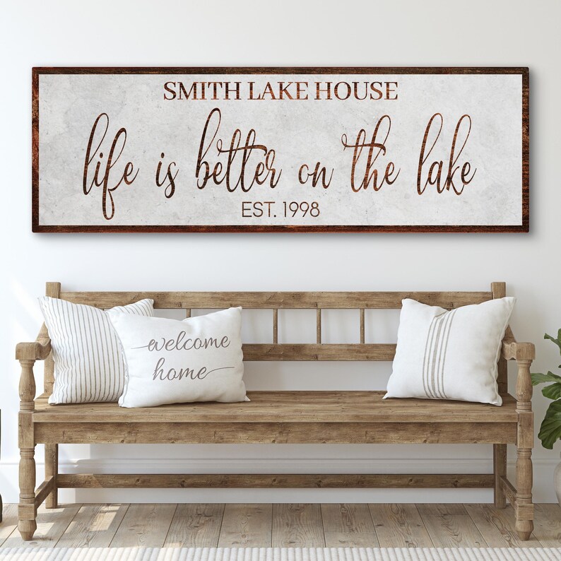 Family Lake House Sign | Personalized Lake Farmhouse Home Decor | Lake ...