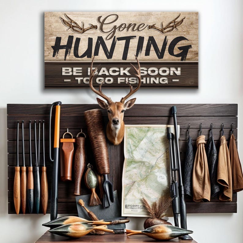 Gone Hunting Sign | Hunting Canvas Sign | Hunting Gifts for Men ...