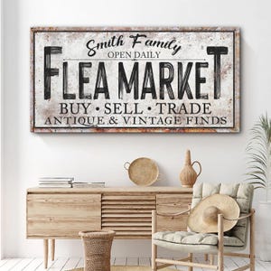 Personalized Flea Market Sign | Vintage Flea Market Sign Decor | Modern ...