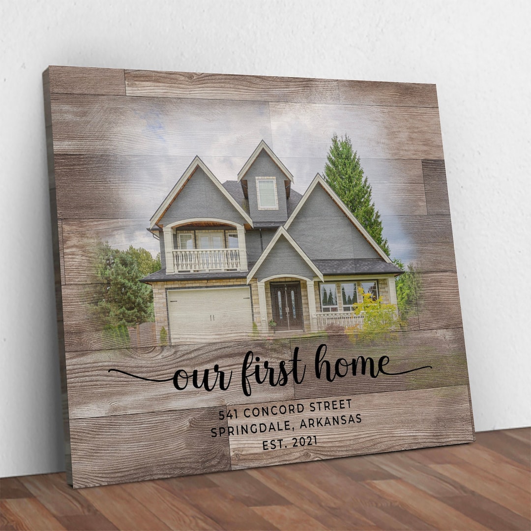 Housewarming Gift First Home, New Home Personalized Canvas Portrait ...