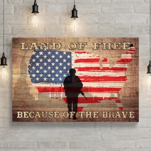 Living Room Decor | the Land of the Free Because of the Brave Sign ...