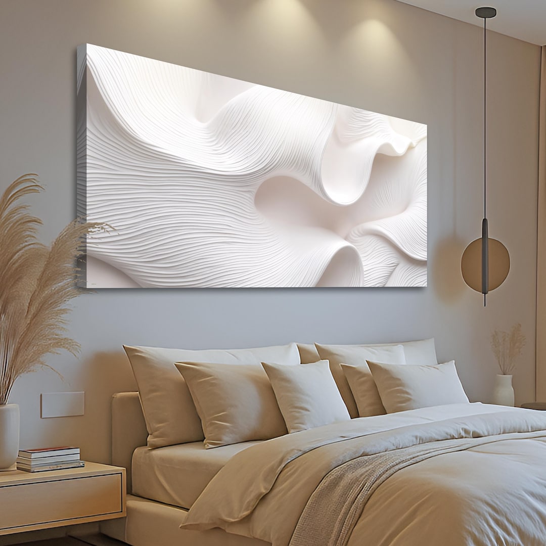 Minimalist Waves Wall Art | White Wave Wall Art | Luxury Wall Decor ...