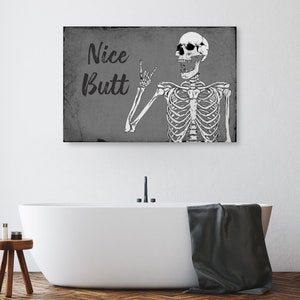 Gothic Bathroom Wall Decor | Funny Bathroom Decor | Skeleton Bathroom ...