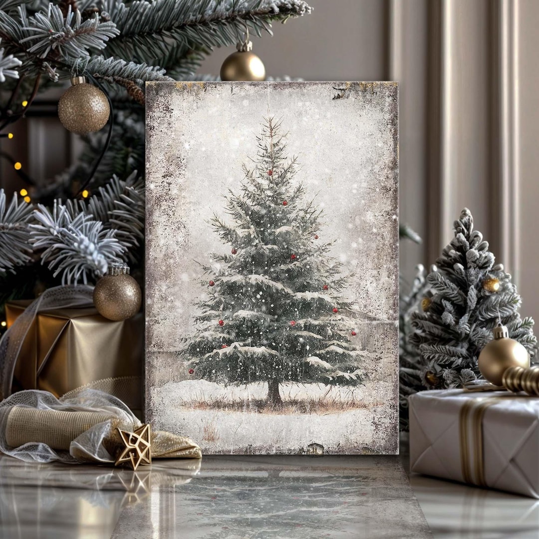 Vintage Pine Tree Christmas Wall Art | Rustic Christmas Tree Wall Art ...