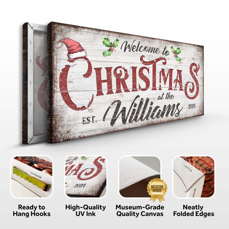 Welcome to Christmas Sign | Vintage Personalized Christmas Sign ...