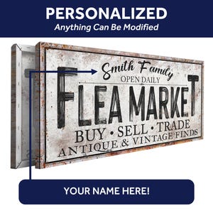 Personalized Flea Market Sign | Vintage Flea Market Sign Decor | Modern ...