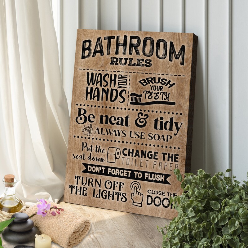 Bathroom Rules Sign - Etsy