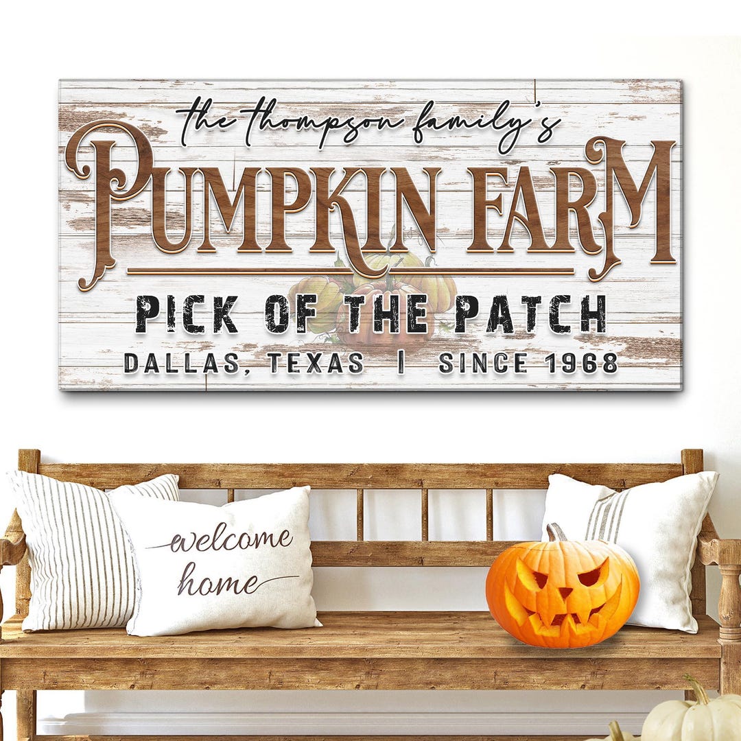 Pumpkin Farm Canvas Sign| Custom Pumpkin Patch Sign | Rustic Fall Decor ...