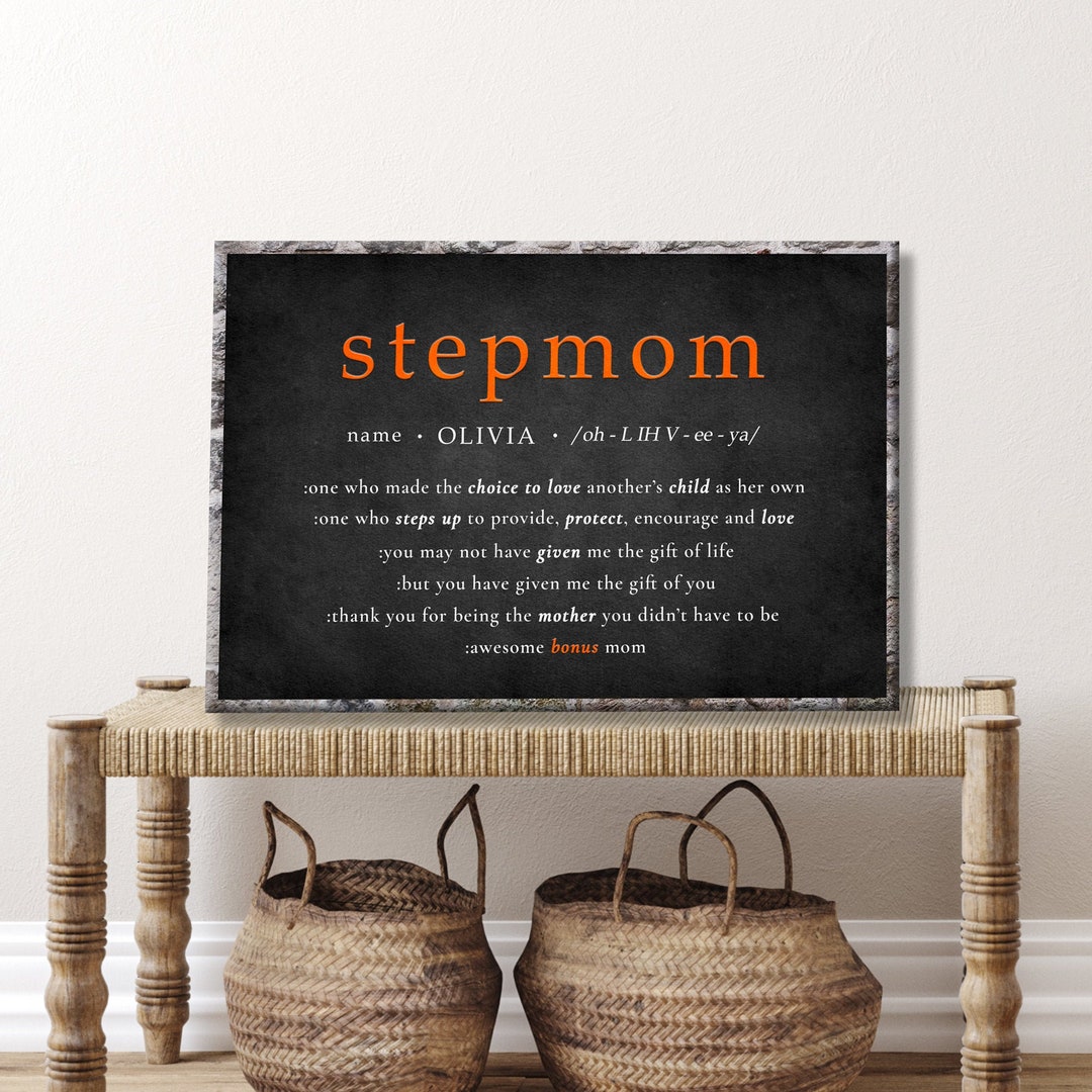 Custom Mothers Day Gift | Stepmom Gift Home Sign Art | Custom Name Sign ...